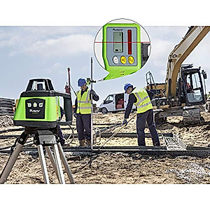 Huepar Electronic Self-Leveling Rotary Laser Level Kit -360 Horizontal Laser Beam Interior/Exterior Rotating Laser Level Tool, Receiver, Protective Glasses, Alkaline Battery, Hard Case Kit RL200HR