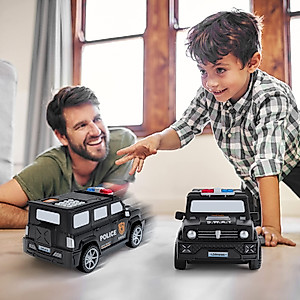 GuDoQi Piggy Bank for Boys Girls, Mini ATM Police Car Bank Coin Bank Money Saving Box with Password, Electronic Money Bank Toy Car with Music, Great Birthday Gifts for Kids Black