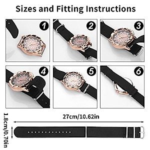 cobee Nylon Watch Straps, Durable Straps for Men/Women Replacement Military 4 Rings Watch Bands Adjustable Wrist Straps with Silver Metal Buckle 18mm/20mm/22mm Lug Width (18mm, Black)