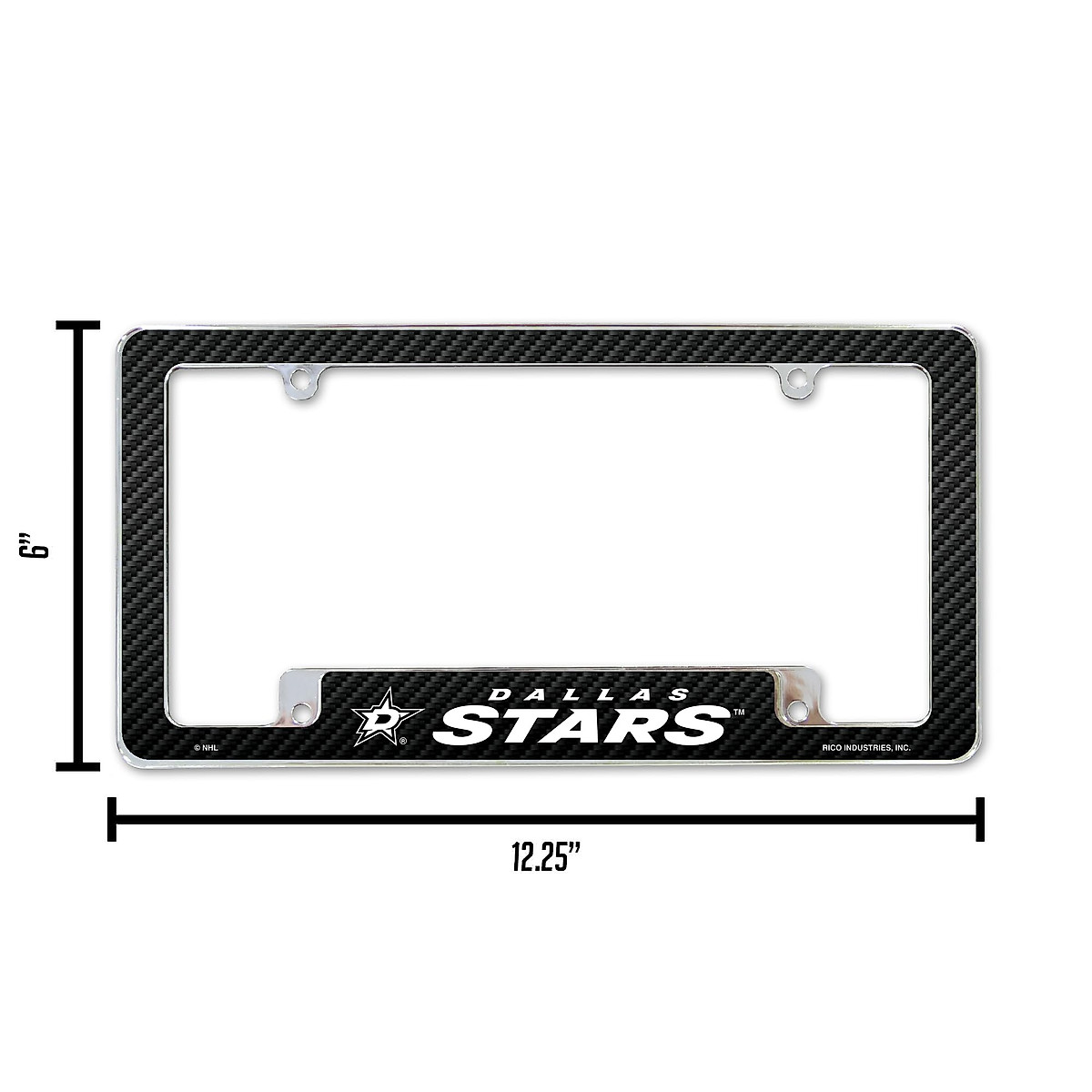 Rico Industries NHL Dallas Stars Black 12" x 6" Chrome All Over Automotive License Plate Frame for Car/Truck/SUV