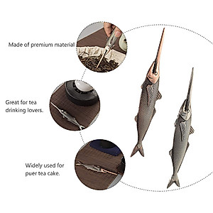 NUOBESTY Puer Puerh Tea knife Antique Fish Shape Stainless steel Ice Pick Punch Puer Tea Needle Tea Cake Knives Teaware (Random Color)