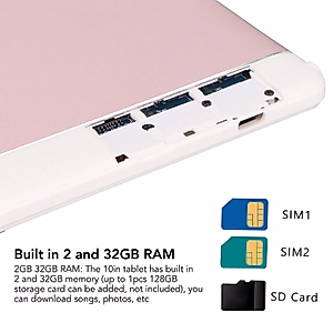 Luqeeg 10 inch Tablet - 1080P Full HD Kids Edition Tablet, Android 11, Dual SIM, Octa Core CPU, 3GB & 32GB, 3G Network, WiFi, GPS, Bluetooth, 4000mAh Fast Charging Battery(Pink)