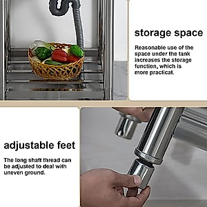 Single Bowl Stainless Steel Standing Sink, Kitchen Sink, Commercial Sink, Small Utility Sink, Portable Hand Washing Sink for Kitchen, Dining Room, Garage Bar, Laundry Room (Color : Type A, Size : 55
