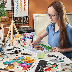 Arteza Acrylic Paper Canvas Pad 9.5x9.5 20 Sheets and Acrylic Paper Canvas Pad 8x11 20 Sheets Bundle, Painting Art Supplies for Artist, Hobby Painters & Beginners