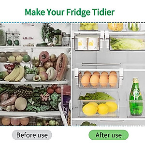 vacane Refrigerator Organizer Drawer, Clear Plastic Fridge Drawer With Handle Pull Out Fridge Bins Organizer Under Shelf Drawer for Cheese, Deli Meat, Drinks, Fruit, Vegetable, Heavy Duty-L