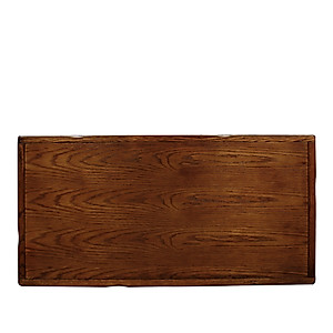 Leick Home 10058 Slate Tile Coffee Table with Shelf, 20 in x 38 in x 20.5 in, Rustic Oak