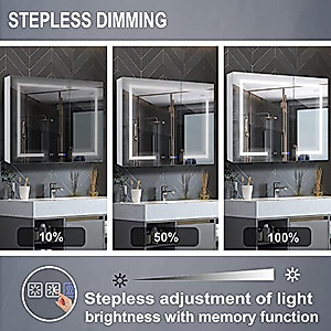 ExBrite Lighted Medicine Cabinet,36x30 in Medicine Cabinets for Bathroom with Mirror,Surface or Recessed Mount LED Medicine Cabinet,3-Layer Storage Shelves,Defog,Dimming,Clock