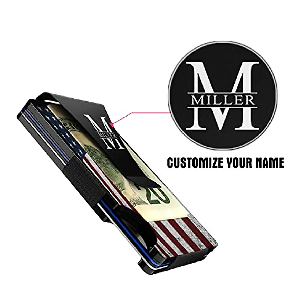 MIKENCO Deer Hunting Mount Me Slim Blocking Metal Pocket Credit Card Holder Minimalist Slim Wallet For Dad Grandpa Son Fathers day (Deer Hunting 2)