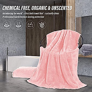 MOONQUEEN 2 Pack Premium Bath Towel Set - Quick Drying - Microfiber Coral Velvet Highly Absorbent Towels - Multipurpose Use as Bath Fitness, Bathroom, Shower, Sports, Yoga Towel (Pink)