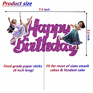 Magic Movie Cute Cartoon Theme Glitter Birthday Cake Topper, Encanto Cake Toppers, Encanto Cake and Cupcake Decorations for Birthday Party Decorations Party Supplies
