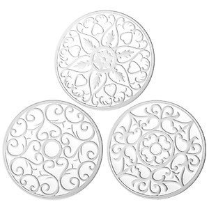 Nstezrne Trivets for Hot Dishes, Silicone Hot Pads for Kitchen Counter, Trivets for Hot Pots and Pans, Multi Purpose Heat Resistant Mats for Table and Countertops, Silicone Trivet Mat Set 3 White