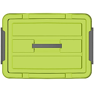 Cetomo 20L*4 Plastic Storage box, Tote box,Transparent Organizing Container with Durable green Lid and Secure Latching Buckles, Stackable and Nestable,4Pack