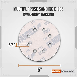 Fandeli | Circular Sanding Discs | Assorted Grits (80,120,220) | 50 Sheets of 5'' | 8 Holes | Hook and Loop | for Circular Sander | for Orbital Sander