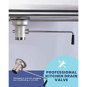 iVIGA Commercial Sink Drain: 3-1/2" Sink Opening Waste Drain Valve - Brass Commercial Kitchen Sink Drain With Twist Handle - Prevents Sink Clogged Overflow For Commercial Restaurant Multi-Basin Sink