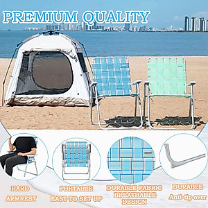 #WEJOY 2 Packs Extra Wide Aluminum Foldable Beach Chairs, High Back, Arm Rest, Lightweight, Portable, Blue