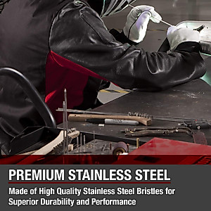 Lincoln Electric Stainless Steel Wire Brush - 2 x 9 Bristle Rows - 8.75" Length - Curved Handle - K3180-1