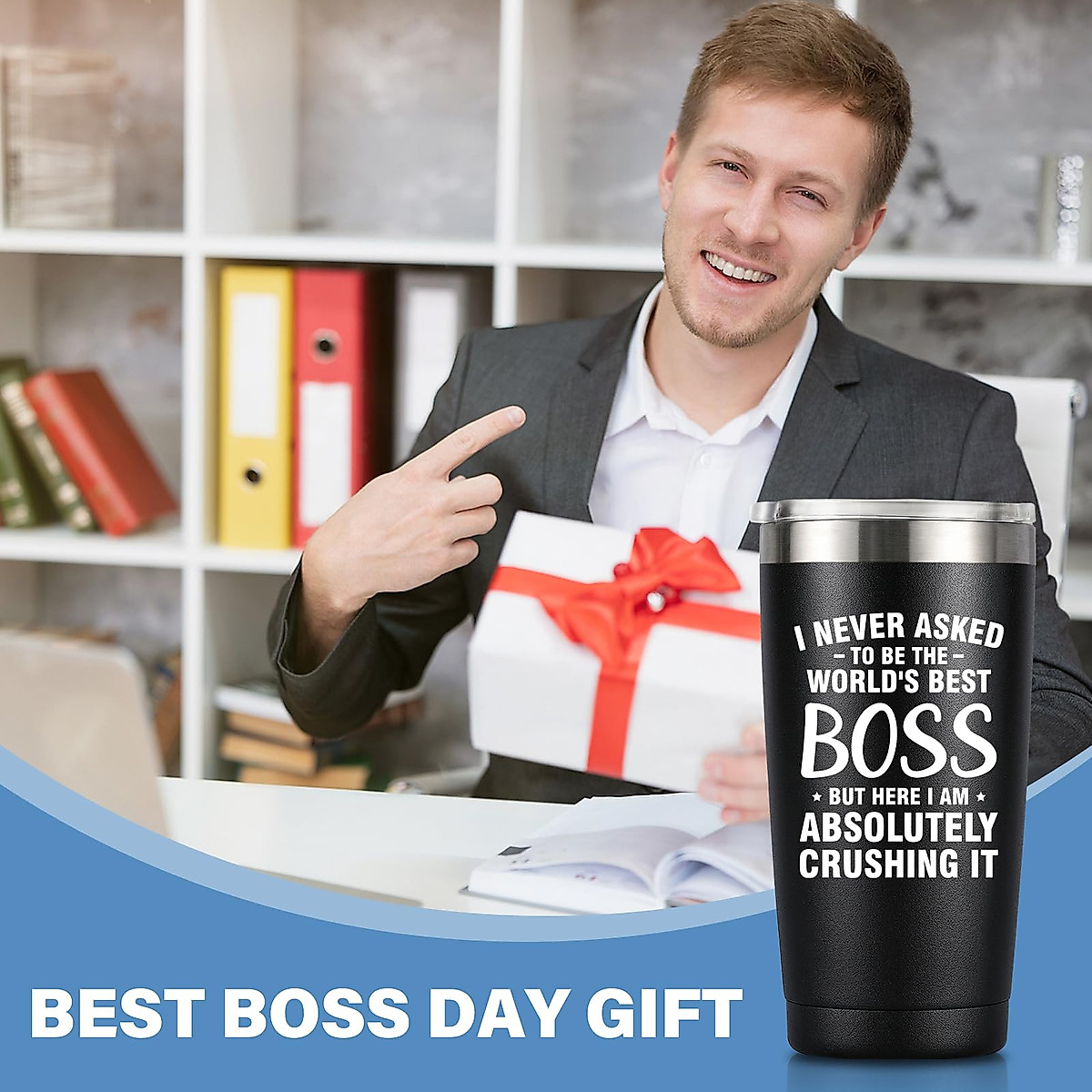 MASGALACC Boss Gifts for Men & Women - Cool World's Best Boss Day Gifts for Boss from Employees, Boss Appreciation Birthday Christmas Boss Tumbler 20oz, Black