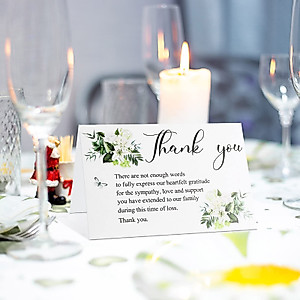 Marspark 100 Sets Funeral Thank You Cards with Envelopes and Message Thank You Sympathy Cards Inside Memorial Card Bereavement Cards with Stickers for Funeral Loved Ones Celebration of Life(Lily)