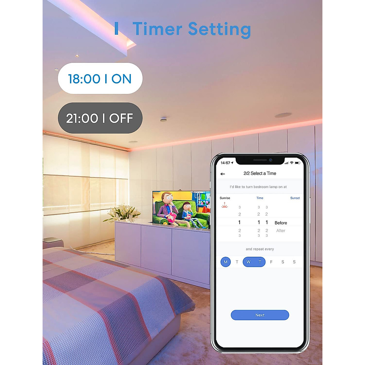 Smart LED Strip Lights Works with Apple HomeKit, 16.4ft WiFi RGB Strip, Compatible with Siri, Alexa&Google and SmartThings, App Control, Color Changing Led Strips for Home, Bedroom, Kitchen, TV, Party