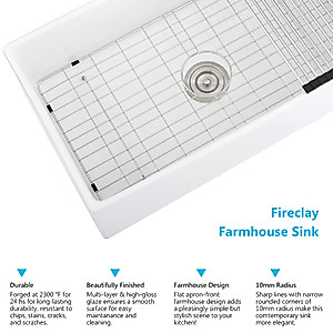 BoomHoze White Farmhouse Sink 33 inch Farmhouse Kitchen Sink Single Bowl Fireclay Apron Farm Sink Large Porcelain White Kitchen Sink Deep Farmers Sink