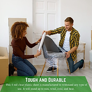 Farm Plastic Supply - Clear Plastic Sheeting - 4 mil - (6' x 100') - Thick Plastic Sheeting, Heavy Duty Polyethylene Film, Drop Cloth Vapor Barrier Covering for Crawl Space