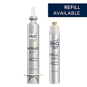 RoC Derm Correxion Fill + Treat Advanced Retinol Serum, Wrinkle Filler Treatment with Hyaluronic Acid for Forehead Wrinkles, Crow's Feet, Eleven Wrinkles, and Laugh Lines, 15ml