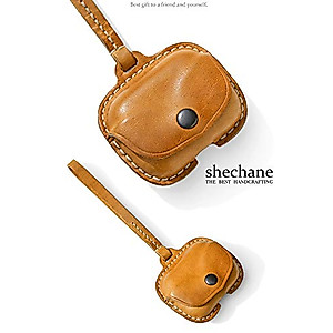 Shechane Leather Airpods Pro 1st/2nd Generation Protective Case Cover Earbud Case Airpod Strap String Compatible with Airpods Pro Wireless Charging Case, Yellow