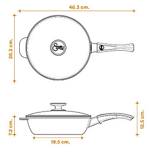 Essen 2524 Terra Sauté Pan - Contemporary Line - Cast Aluminum with Nova Trimium Nonstick Coating - for 4-5 Servings - Even and Healthy Cooking - Argentinian brand Essen now in the United States.