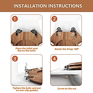 Elongated Toilet Seat Molded Wood Toilet Seat with Quietly Close and Quick Release Hinges, Easy to Install also Easy to Clean by Angol Shiold (Elongated, Natural)