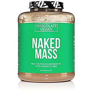 Naked Mass - Chocolate Vegan Weight Gainer - 8lb Bulk, GMO Free, Gluten Free, Soy Free & Dairy Free. No Artificial Ingredients – 1,280 Calories – 11 Servings
