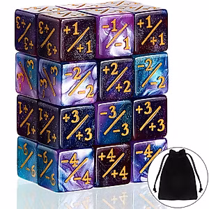 Sumind 24 Pieces MTG Dice Counters Token Dice Compatible with Magic The Gathering Dice Glitter D6 Dice Cube Loyalty Counter Dice Compatible with MTG, CCG, Card Gaming Accessory (Fresh Style)
