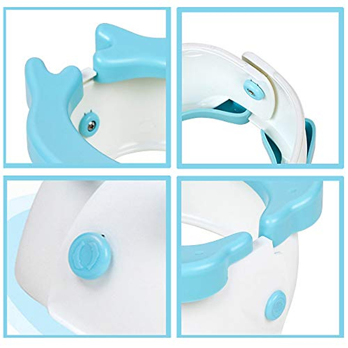 Baby Cute Dolphin Travel Potty Toilet Training Seat Trainer Portable Foldable Potty with 20 Potty Liners Disposable for Kids Boys Girls Children Toddlers