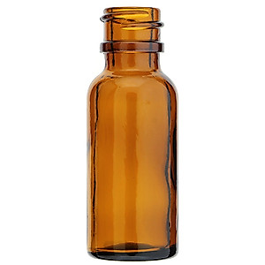 AURA VARIETY 24 Pack Boston Round 1 OZ 30 ML Amber Glass Bottles with Poly Cone Lined Black CAPS