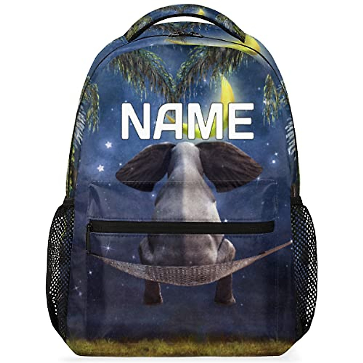 OMFUNS Elephant Animal Custom Backpack for Kids Boys Girls Ocean Beach Personalized School Bookbag for College Elementary Middle School Bag Casual Daypack Laptop Bag for Women Men