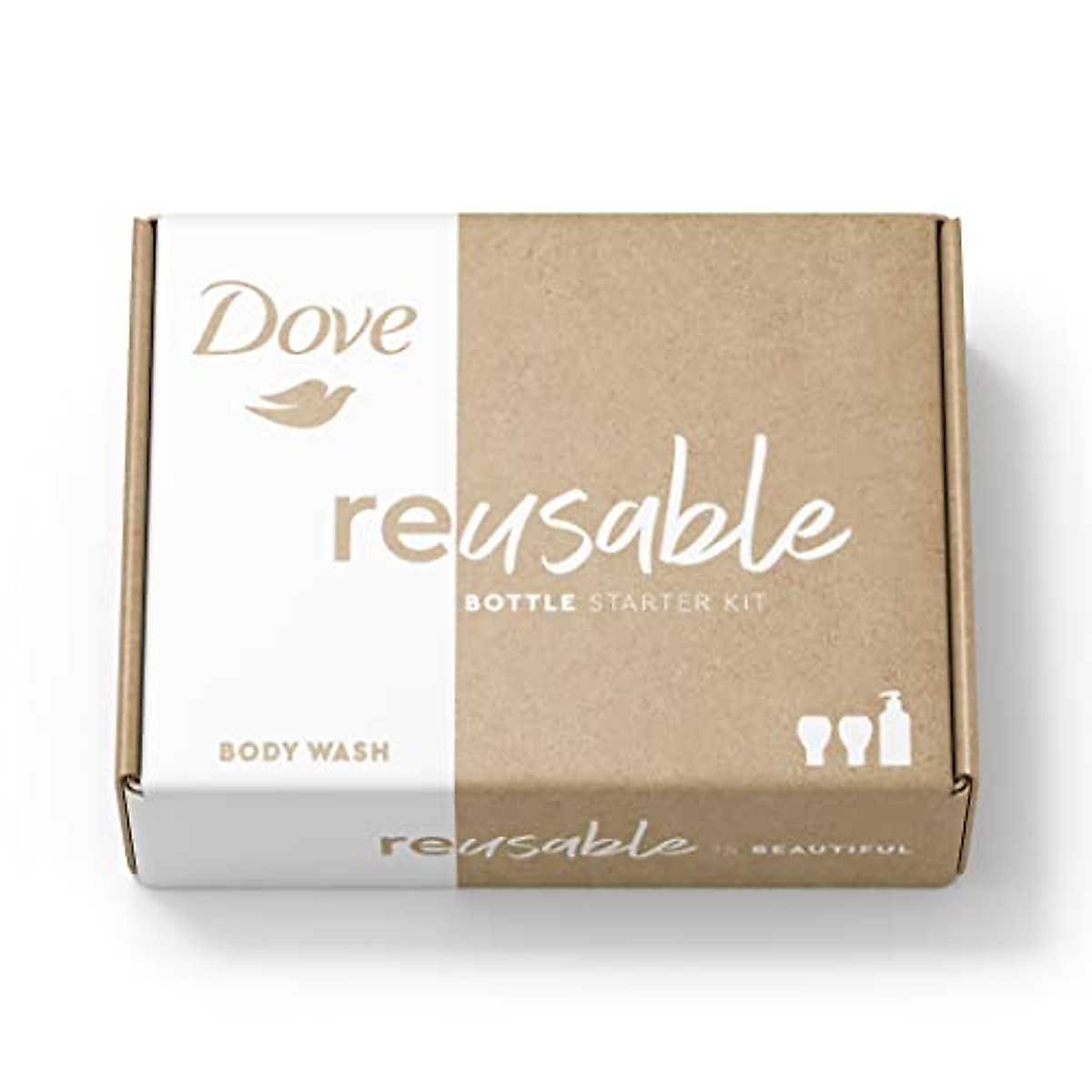 Dove Concentrate Refills (x2) and 100 percent Recycled Reusable Bottle for Instantly Soft Skin Daily Moisture Starter Kit for Lasting Nourishment Body Care 4 fl oz (makes 16 fl oz)