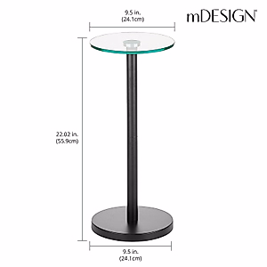mDesign Bedroom Nightstand — Side Table for Lamps, Books, Trinkets and Other Décor — Versatile Bedroom and Living Room Table — Clear/Matte Black