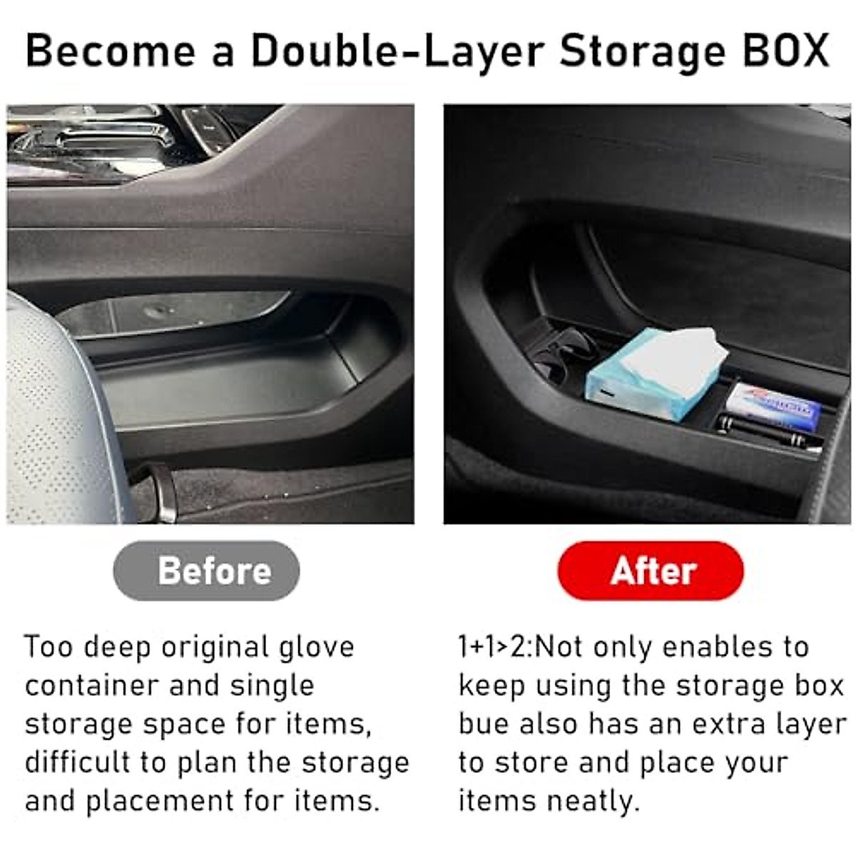 TTCR-II Compatible with 2022-2024 Chevy Bolt Center Console Organizer, for Chevy Bolt EUV Console Lower Organizer Tray, for 2022-2024 Bolt EV Console Organizer Bottom Tray