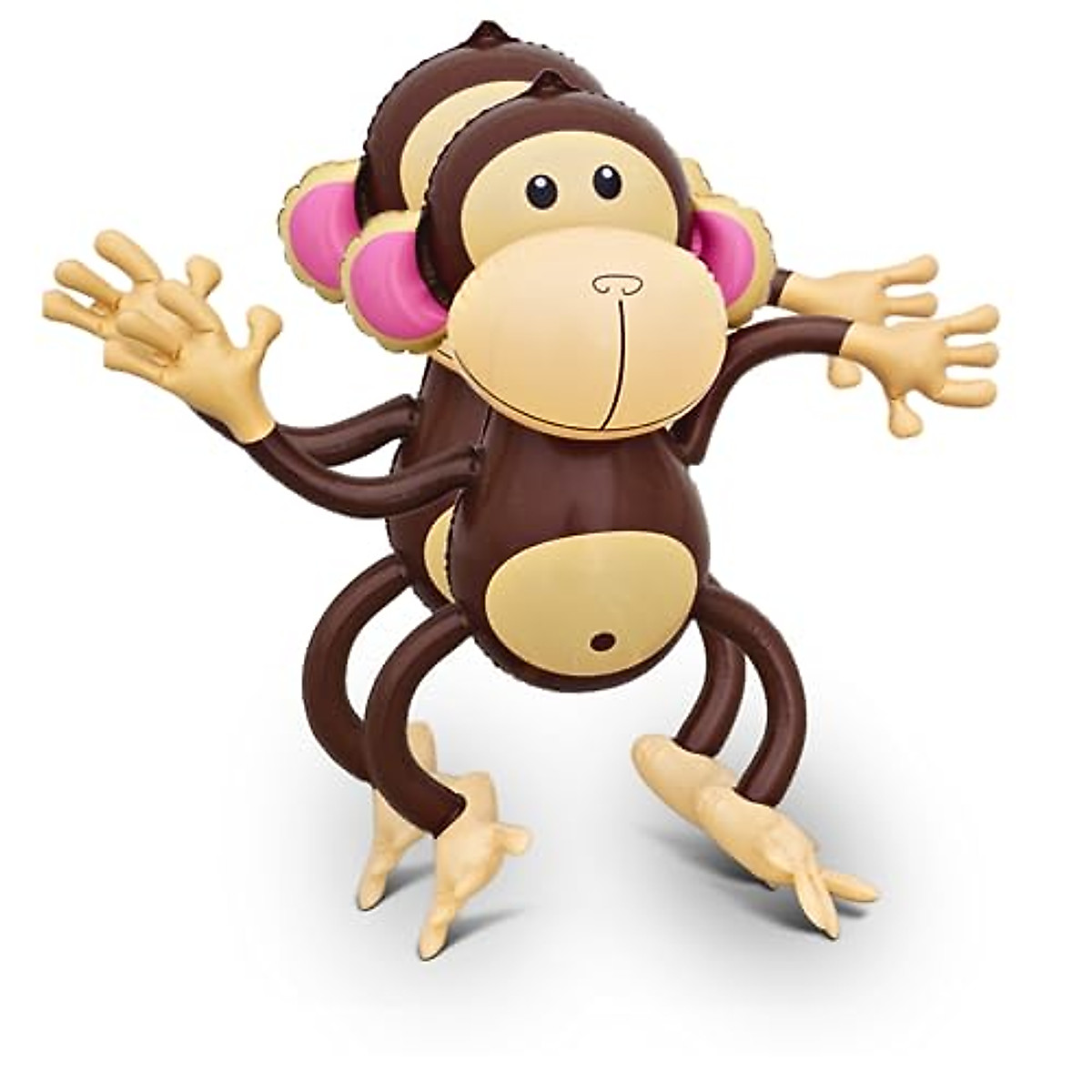 4E's Novelty Inflatable Monkeys (2 Pack) 27 Inch Large Monkeys Inflatables for Jungle Decor, Safari Jungle Birthday Decorations, Kids Animal Party Supplies, Baby Shower Favors