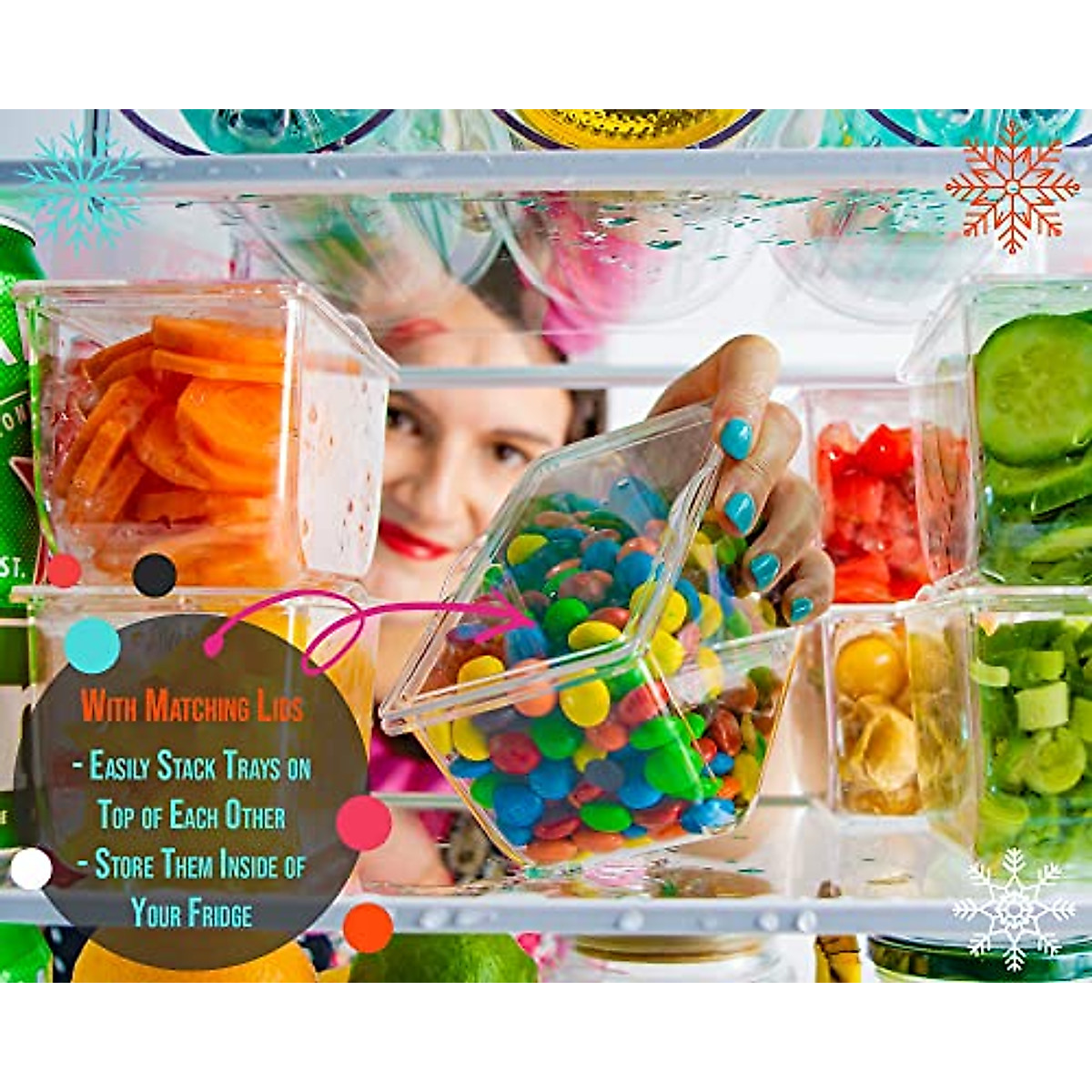 gesPINK Condiment Trays, Condiment Servers, Set of 2 Garnish Trays with Lid for Bar, Bar Fruit Caddies with Lid, Bar Condiment Trays with Lid, Condiment Servers for Parties, Chilled Serving, Utensils