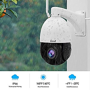 JideTech 5MP PTZ Camera Outdoor, 20X Optical Zoom Smart WiFi IP Camera with 360° Rotate,1000ft View Distance,SDM Array IR Night Vision,Auto-Tracking Detection Alarm,2-Way Audio,IP66 Waterproof