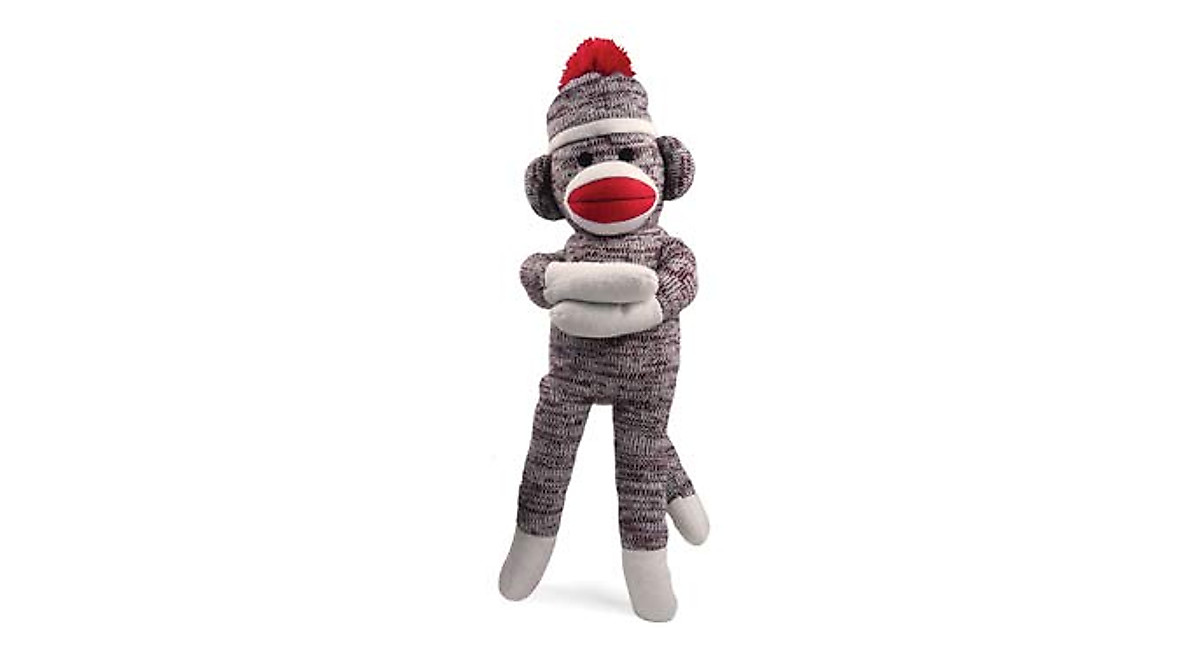 Pennington Sock Monkey Plush Toy - Hand-Knit 20 Inch Huggable Gift