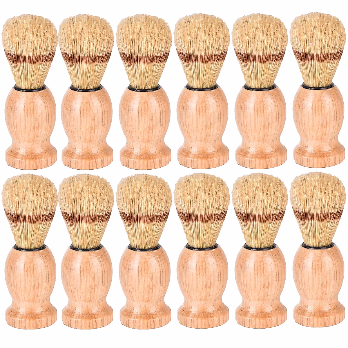 12Pcs Men Shaving Brush Wood Handle, Professional Salon Tools Hand Crafted Shaving Brush Wood Handle Shave Brushes Handmade Pure Badger Hair Brush for Men