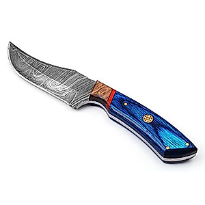 Damascus Knives Custom Handmade Hunting Knife- Best Damascus Steel Blade Skinning Knife- Fixed Blade Hunting Knife With Sheath Belt Loop