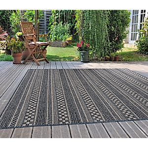 Rugshop Bohemian Stripes for Patio Rugs,Deck Rugs,Balcony Rugs Indoor/Outdoor Area Rug 7'10" x 10' Blue