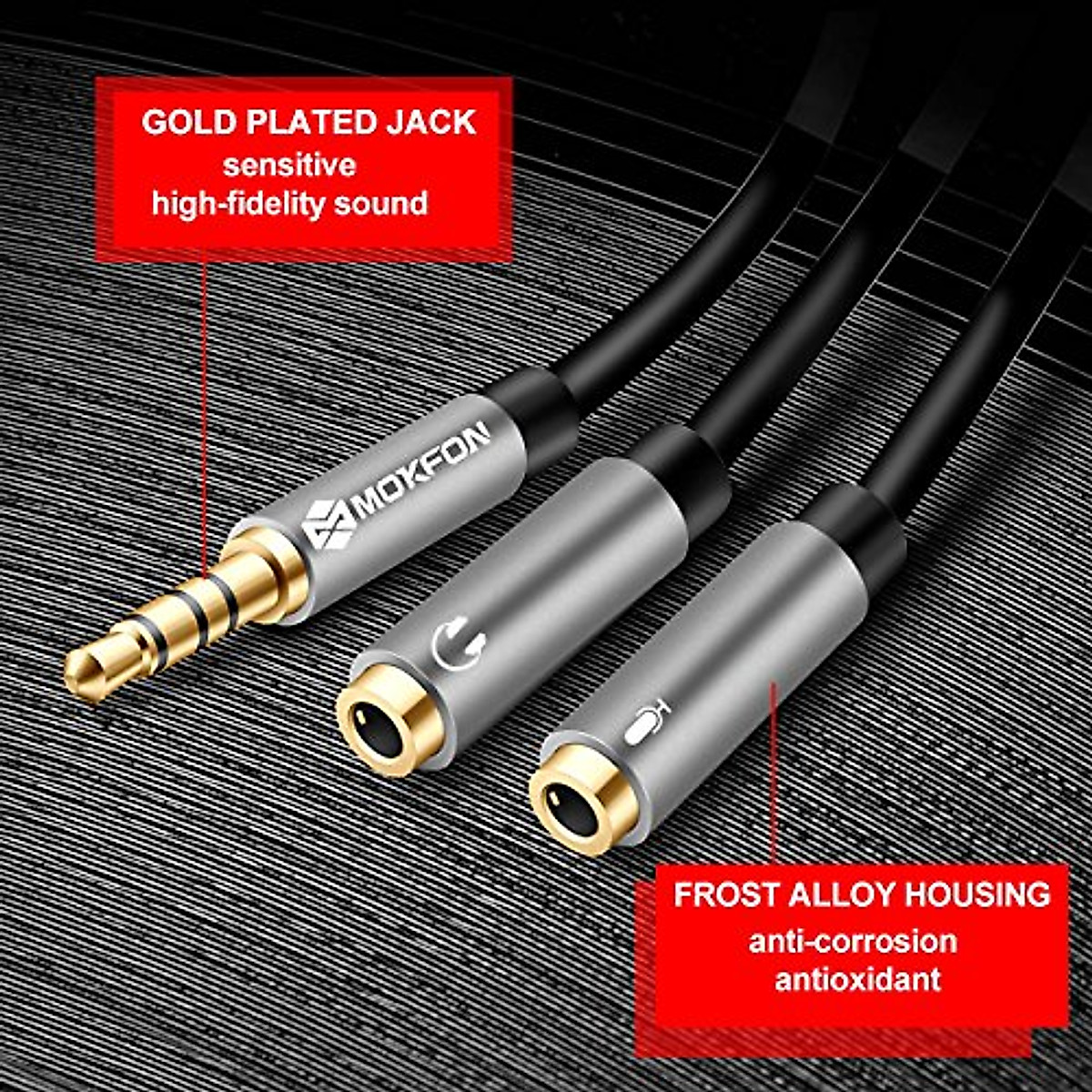 Headphone Y Splitter Mic and Audio Combo Adapter Female to Male 3.5mm PC Headset Extension Cable for PS4,Tablet, Laptop,Phone and More 3.9 Inch (Black)