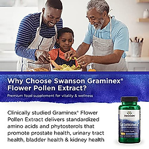 Swanson Maximum Strength Graminex Flower Pollen Extract - Supports Prostate Health, Urinary Tract Function, and Kidney Health - Mens Health Supplement - (60 Capsules, 500mg Each) (2 Pack)