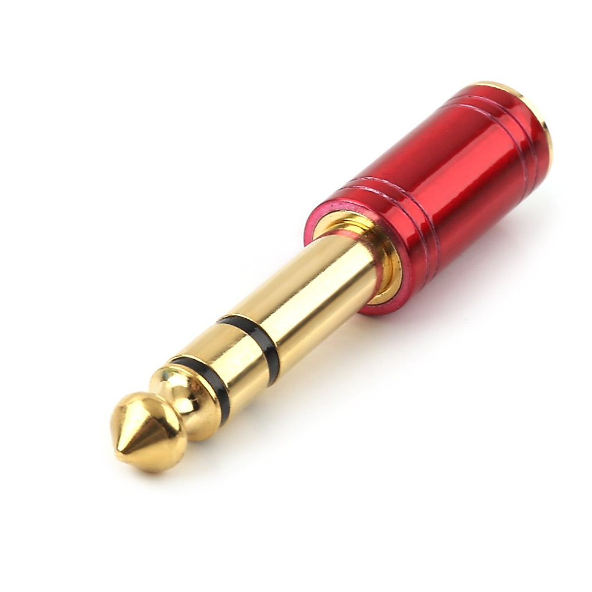 MOBOREST 1/4 Male to 1/8 Female Pure Copper Adapter, 6.35mm Stereo Male to 3.5mm Plug Jack Female Stereo Adapter Red 2-Pack