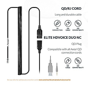 Axtel Bundle Elite HDvoice Duo NC with AXC-04 Cable | Noise Cancellation - Compatible with Cisco 6900, 7800, 7900, 8800, 8900, 9900 Series Phones