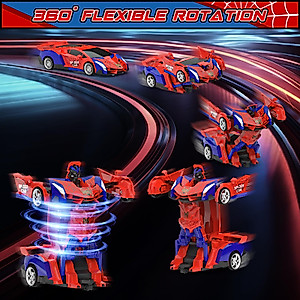 BLUEJAY Transform Rc Cars for Boys 4-7 8-12, 2.4Ghz Remote Control Car 1:18 Scale Transforming Robot, One-Button Deformation 360° Rotation Car Toy Gifts for Boys 3-5