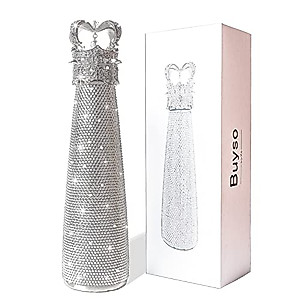 Luxury Diamond Water Bottle Bling Rhinestone Water Bottle Reusable Insulated Stainless Steel Bling Premium Aesthetic Gift (Princess, silver)